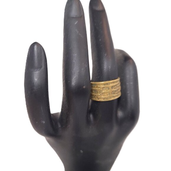 Uncas | Jewelry | Vintage Brass Gold Tone Sz 7 Uncas Wide Band ...